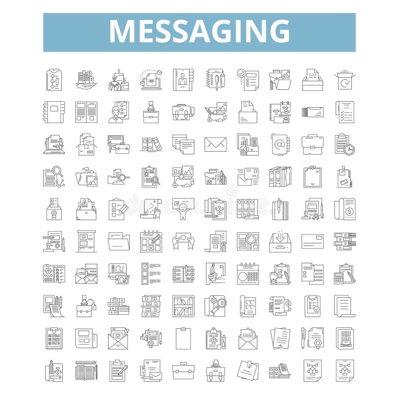 Messaging Concept Icons, Line Symbols, Web Signs, Vector Set, Isolated ...