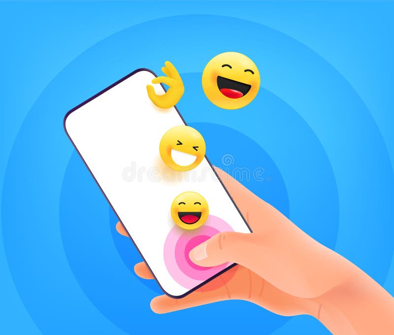 Messaging Concept. Man Holding Modern Smartphone and Tapping on the ...