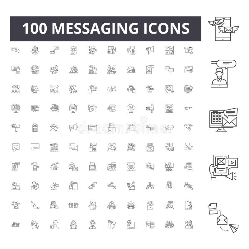 Messaging Icons, Line Symbols, Web Signs, Vector Set, Isolated ...