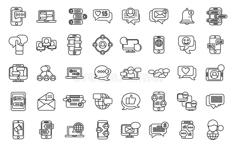 Messaging Network Icons Set Outline Vector. Share Star Stock Vector ...