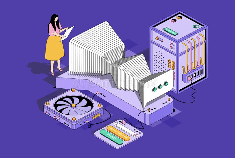 Messaging Service Concept in 3d Isometric Design. Vector Illustration ...