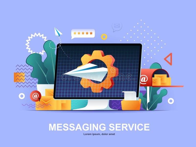 Messaging Service Flat Concept with Gradients. Stock Vector ...