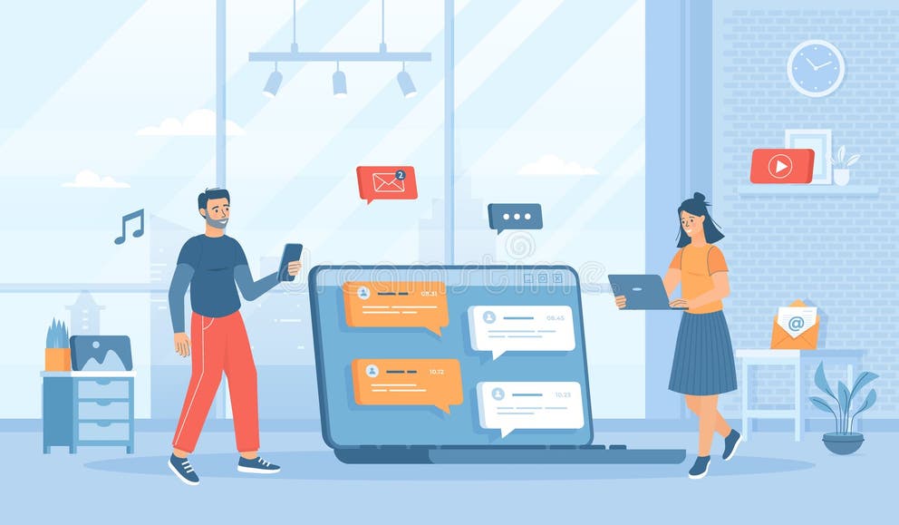 Messaging Service, Online Communication. Social Network Texting with ...