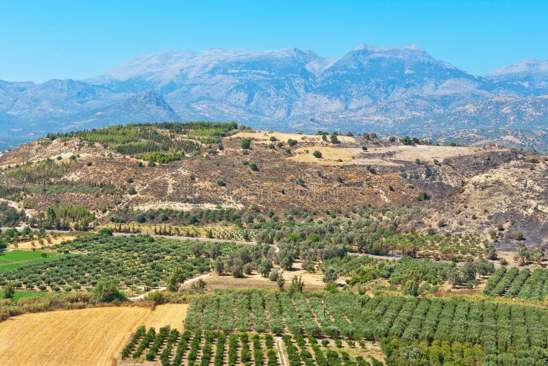 Messara Plain. Crete, Greece Stock Image - Image of countryside, blue ...