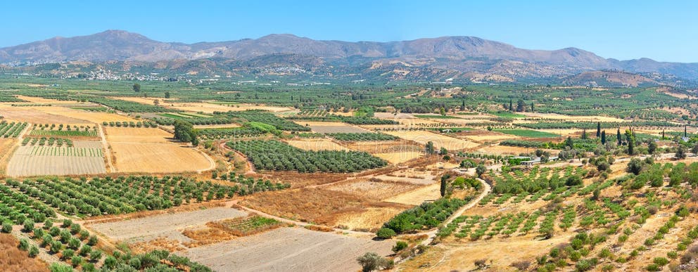 Messara Plain Landscape. Crete, Greece Stock Photo - Image of natural ...