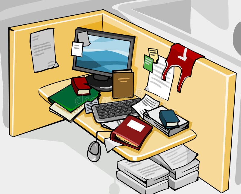 Messed up desktop stock illustration. Illustration of communication ...