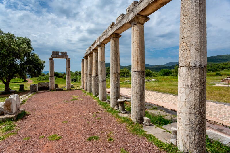 Messene, Greece. the Stoa of the Meat Market Stock Photo - Image of ...