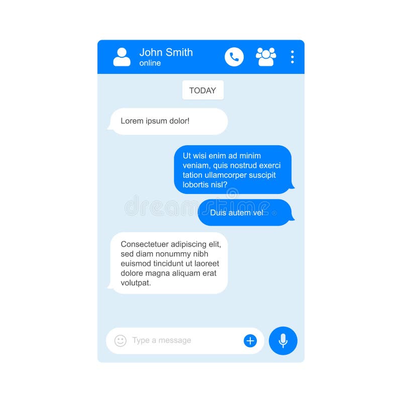 Messenger Chat Page Vector Flat Background Stock Vector - Illustration ...