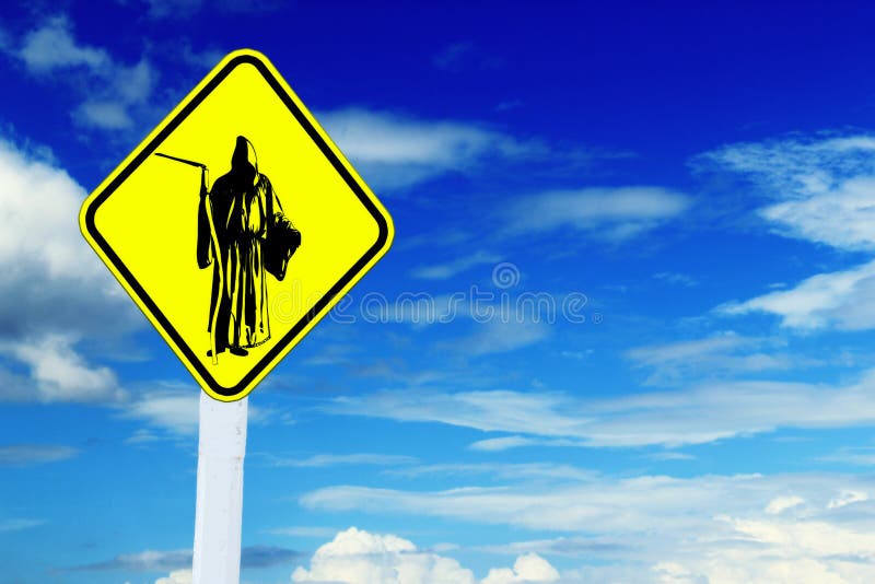 Messenger of Death Road Sign Stock Image - Image of warning, cloudscape ...