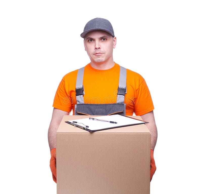 The Messenger Delivers Cargo Isolated on White Background Stock Photo ...