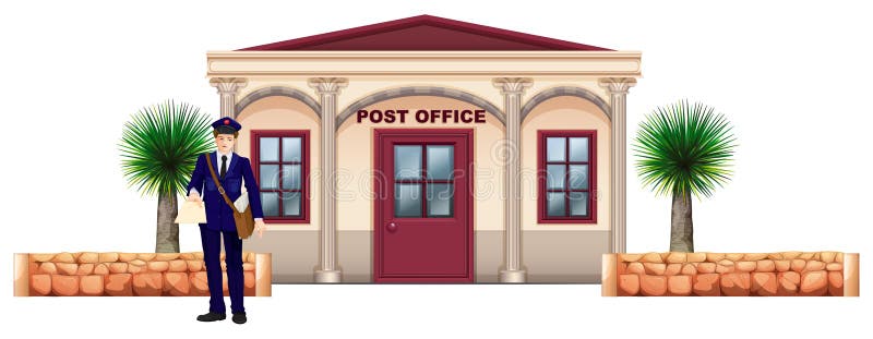 A Messenger in Front of the Post Office Stock Illustration ...