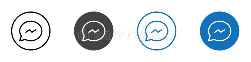 Messenger Icon Flat Editable Icon Mark Set Stock Vector - Illustration ...