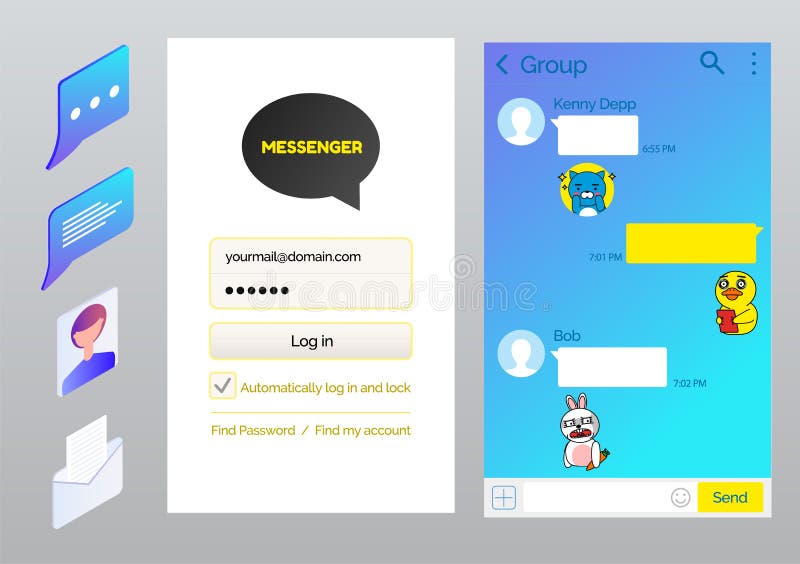 Messenger Interface of Chatting Page Vector Stock Vector - Illustration ...