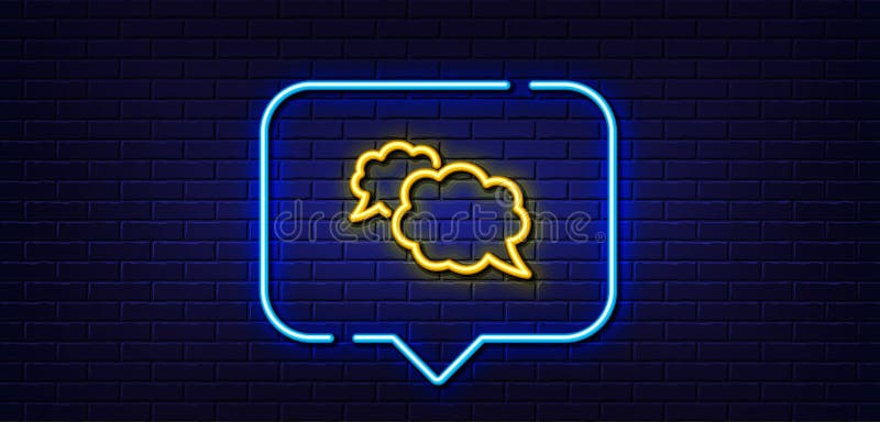Messenger Line Icon. Comic Speech Bubble Sign. Chat Message. Neon Light ...