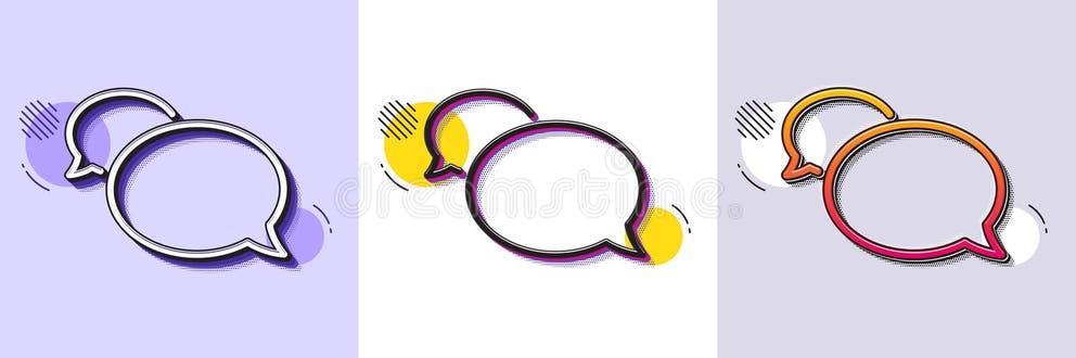 Messenger Line Icon. Speech Bubble Sign. Chat Message. Halftone Dotted ...