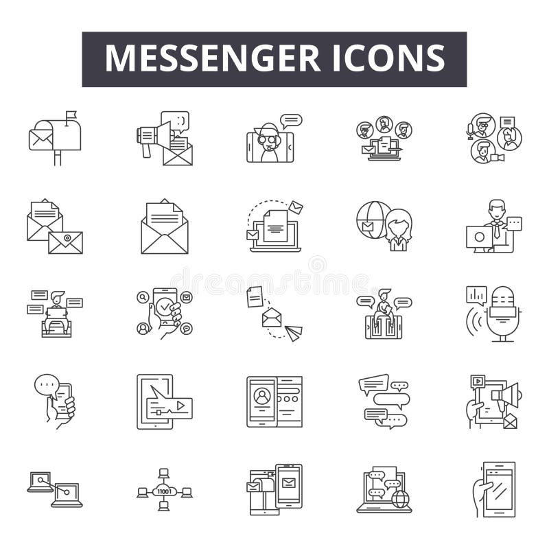 Messenger Line Icons, Signs, Vector Set, Outline Illustration Concept ...