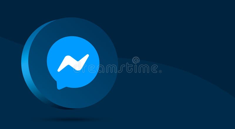 Messenger Logo Minimal Design on the Round Button 3d Render. Social ...