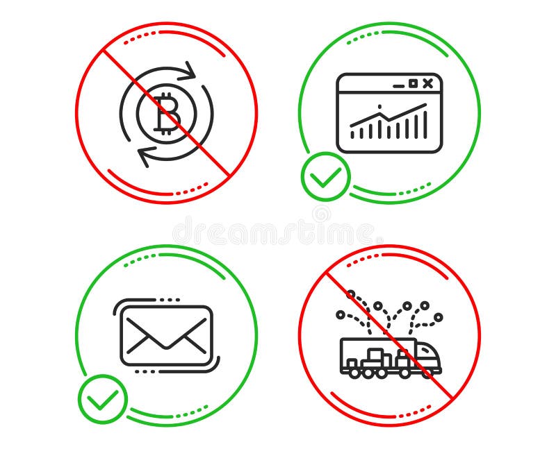 Messenger Mail, Website Statistics and Refresh Bitcoin Icons Set. Truck ...