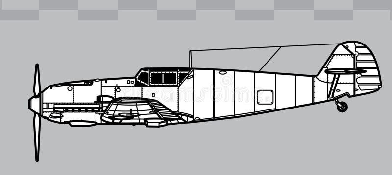 Messerschmitt Bf 109E-4 Emil. Vector Drawing of World War 2 Fighter ...