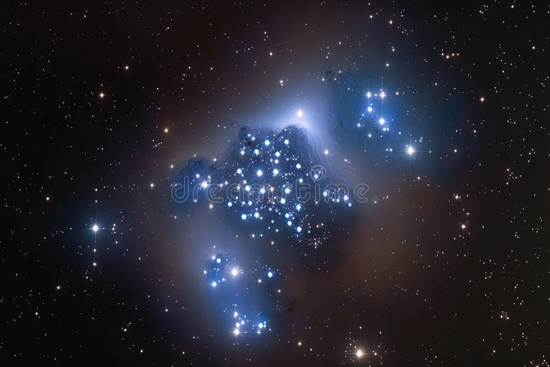 Messier 45, the Pleiades Star Cluster Stock Illustration - Illustration ...
