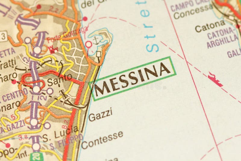 Messina Italy On A Map stock image. Image of country - 83421099
