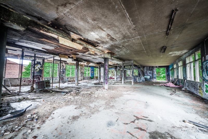 Messy Abandoned Factory Room Stock Image - Image of mess, junk: 41760497