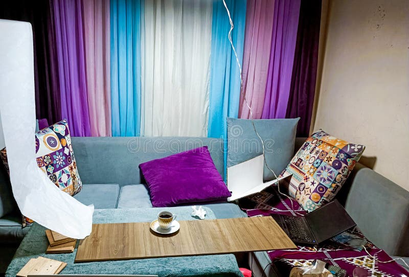 Messy Apartment or Messy Living Room and Some Stuff Stock Photo - Image ...