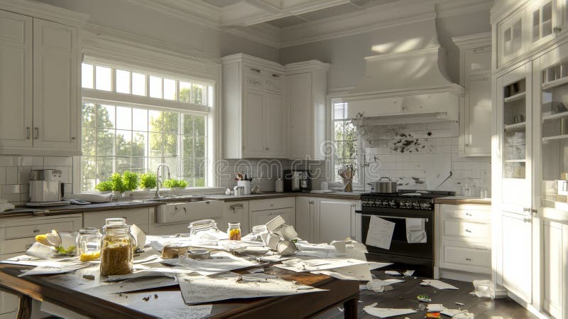 A Messy Array of Papers, Food Containers, and Utensils Covers the ...