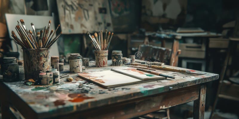 Messy Artists Studio a Glimpse into Creative Chaos Stock Illustration ...