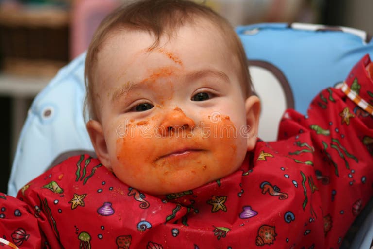 Messy Baby stock photo. Image of face, little, dirty, spaghetti - 5410986