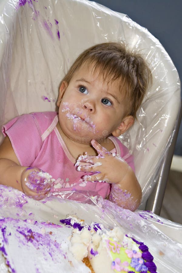 Baby s face with cake stock image. Image of dessert, messy - 126609
