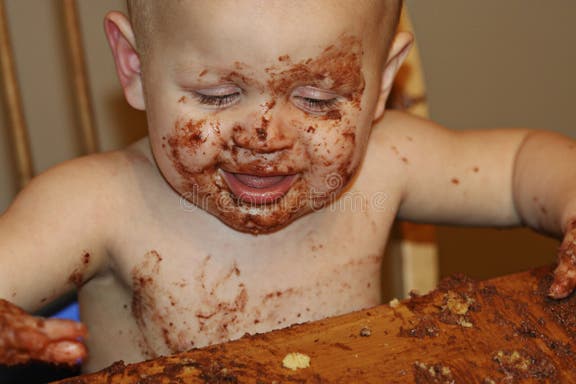 Messy Baby Face stock image. Image of dinner, cake, etiquette - 4110395