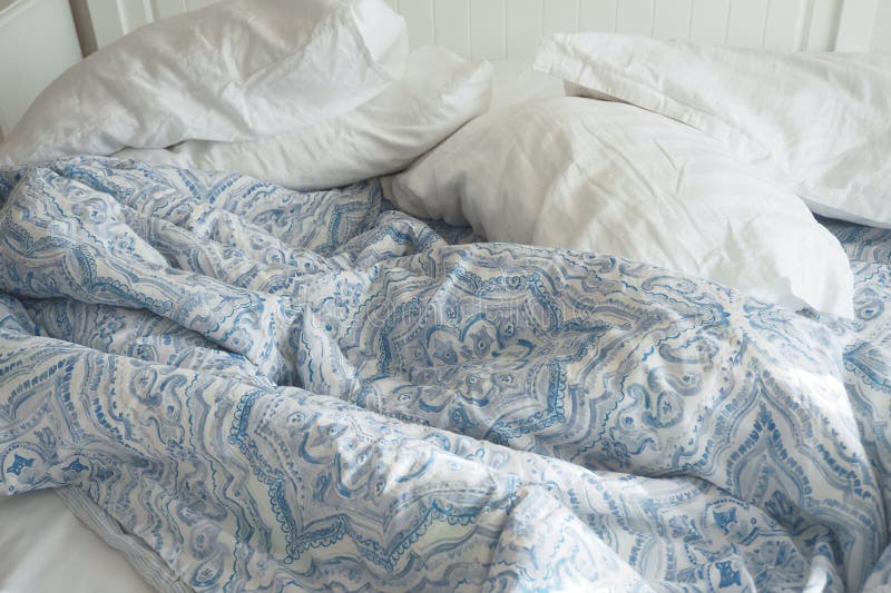 Messy Bed in Early Morning , Messy Bed after Waking Up Stock Photo ...