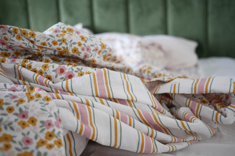 Messy Bed in Early Morning , Messy Bed after Waking Up Stock Image ...