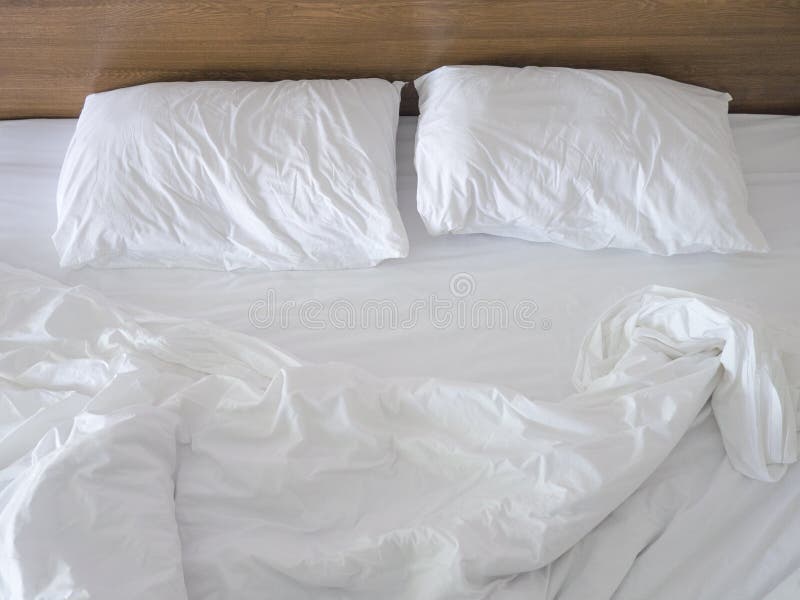 Messy bed not tidy stock image. Image of domicile, bedroom - 73672817
