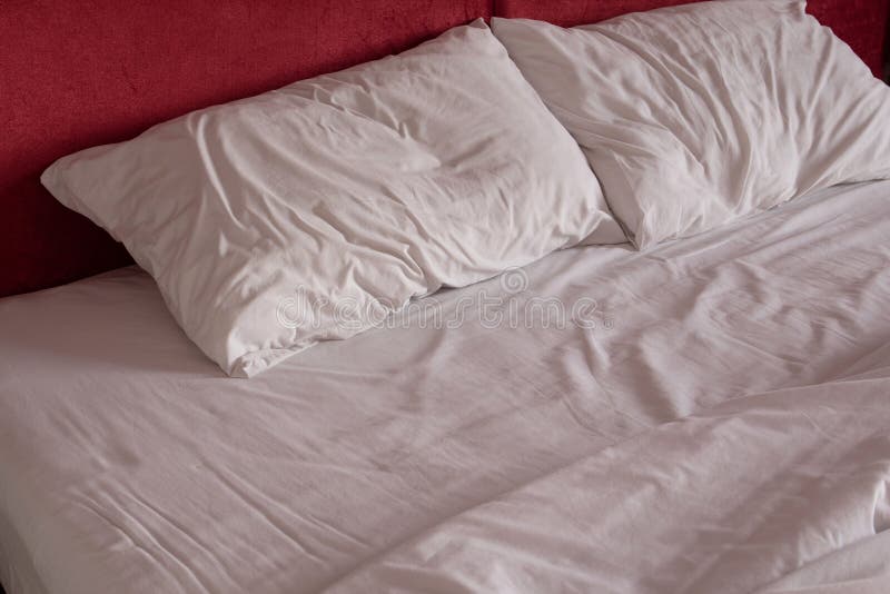Messy Bed Sheets and Pillow Stock Image - Image of texture, closeup ...