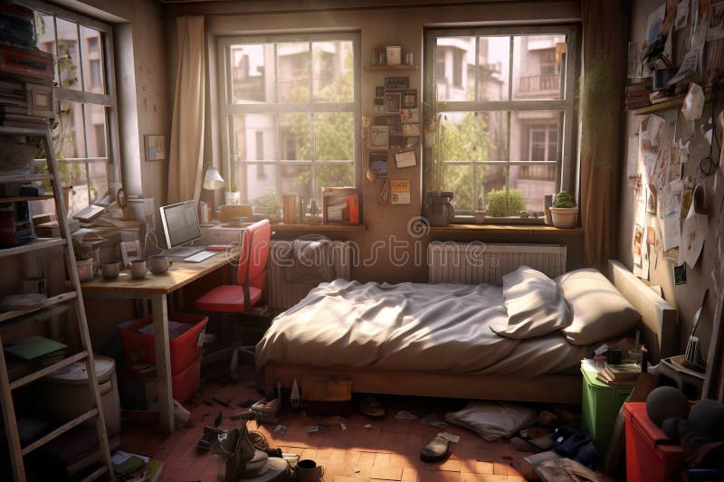 A Messy Bedroom with Lots of Clutter on the Floor. Generative AI Image ...