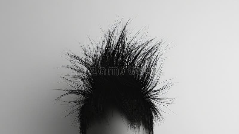 Messy Black Hair Exploding Upwards Creating a Wild Style Stock Image ...