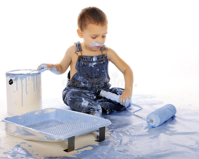 Messy in Blue stock image. Image of preschooler, mess - 17706219
