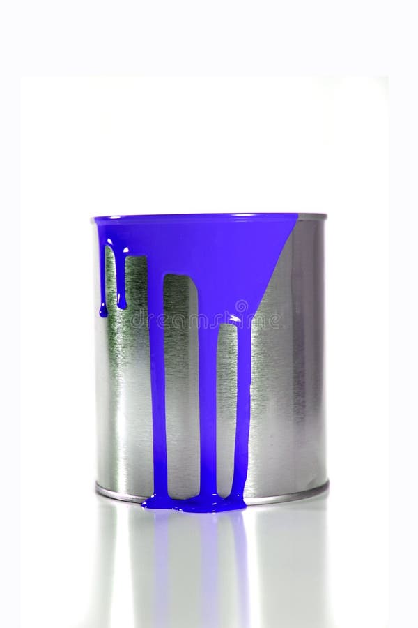 Messy blue paint pail stock photo. Image of gloss, bucket - 2532802
