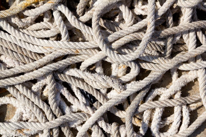 Messy Braided Ropes of Fishing Tackle Stock Photo - Image of knot, boat ...