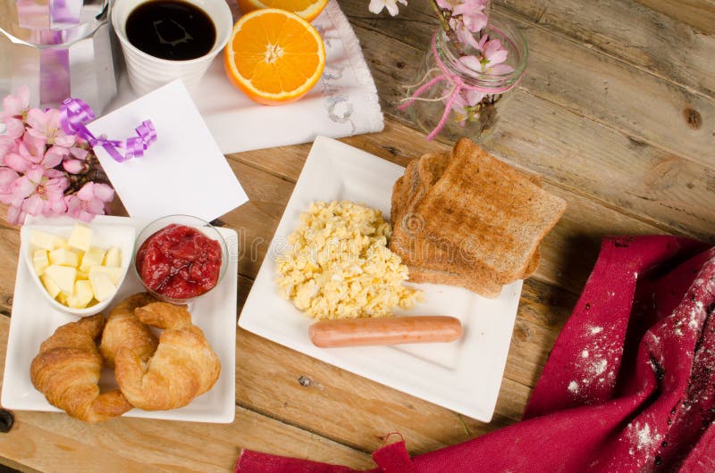 Messy Breakfast Table of Fathers Day Stock Photo - Image of apron ...