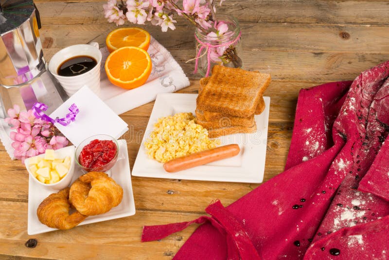 Messy breakfast table stock image. Image of scrambled - 41570969