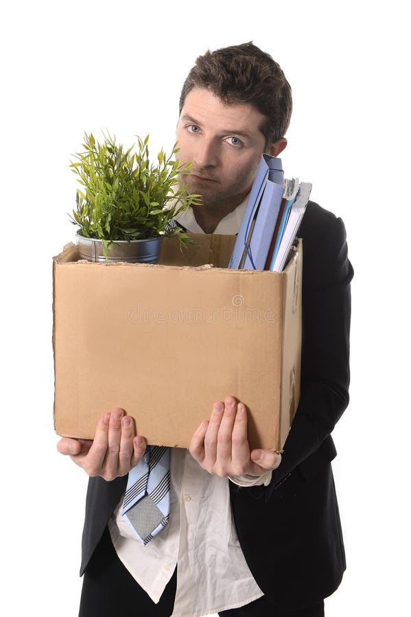 Messy Business Man Cardboard Box Fired Job Stock Photos - Free ...