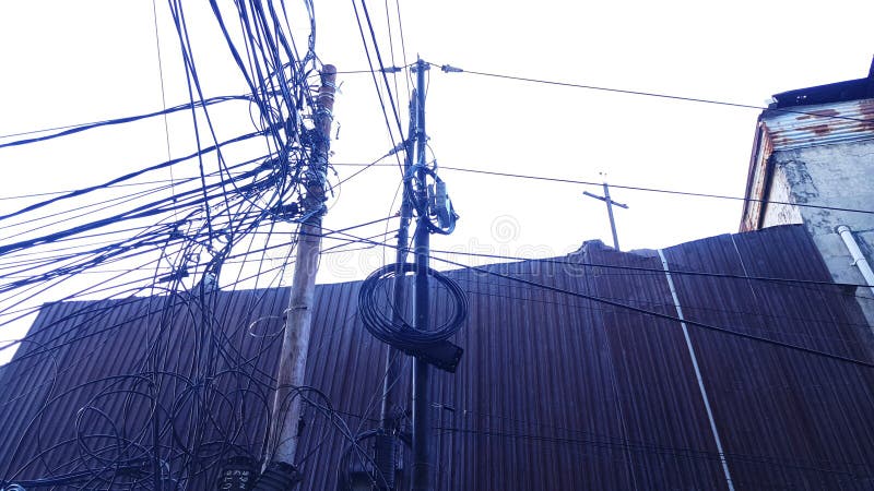 Messy Cable at Pool Outside Building Stock Image - Image of cable ...