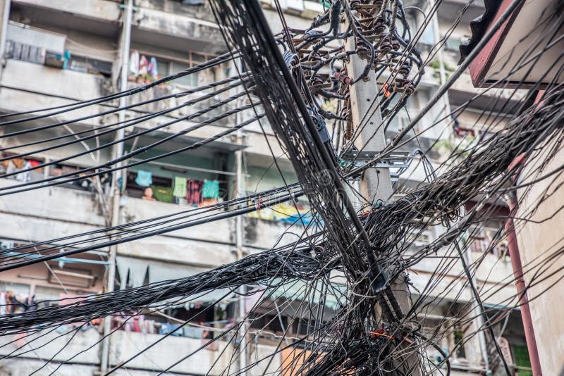 Messy, Chaotic Power Cables Stock Image - Image of entanglement, energy ...