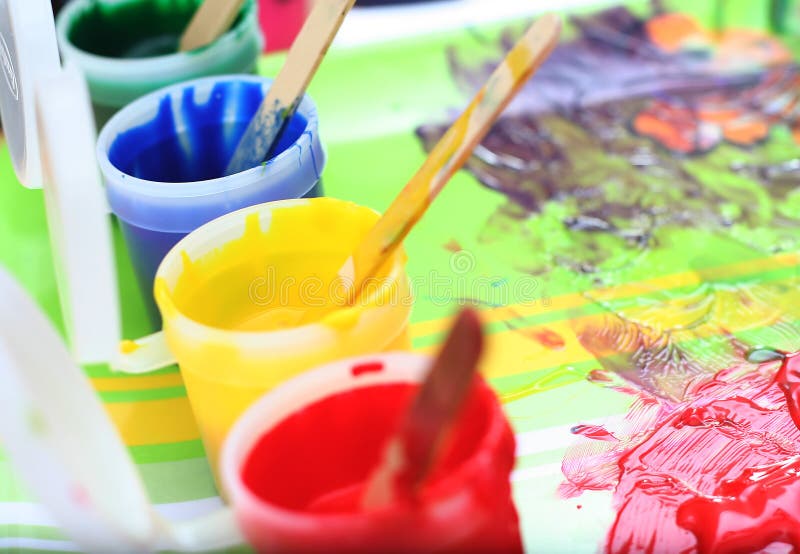 Messy Children s Paint Set stock photo. Image of school - 17624070