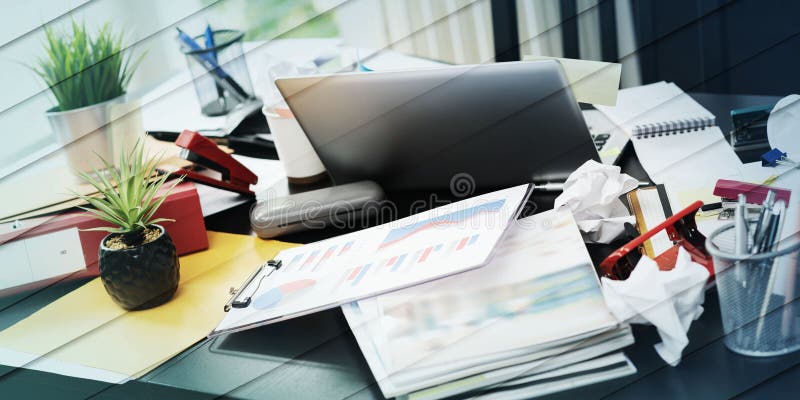 Messy and Cluttered Desk, Geometric Pattern Stock Illustration ...