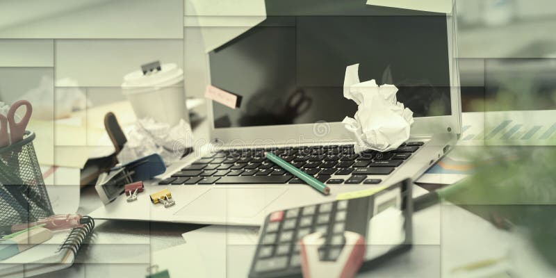 Messy and Cluttered Desk, Geometric Pattern Stock Illustration ...