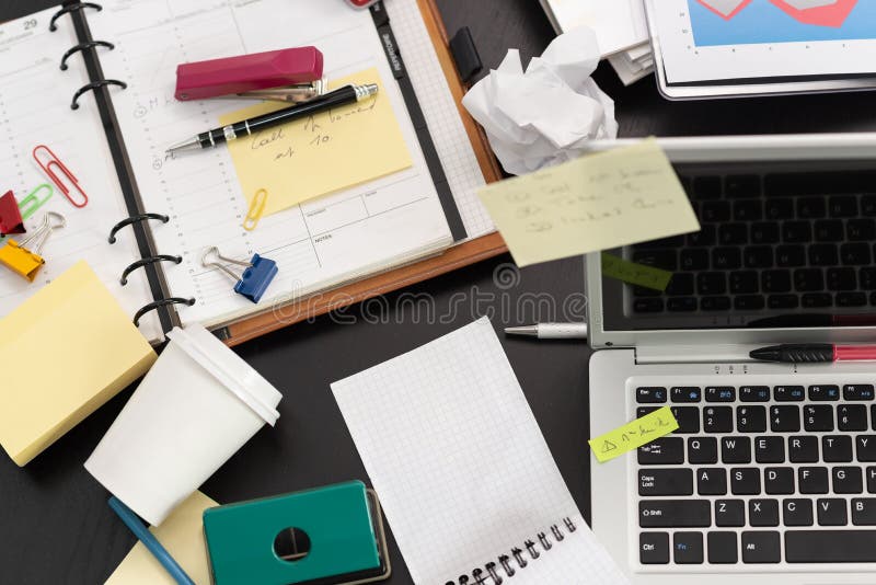 Messy and cluttered desk stock image. Image of creepy - 205692205